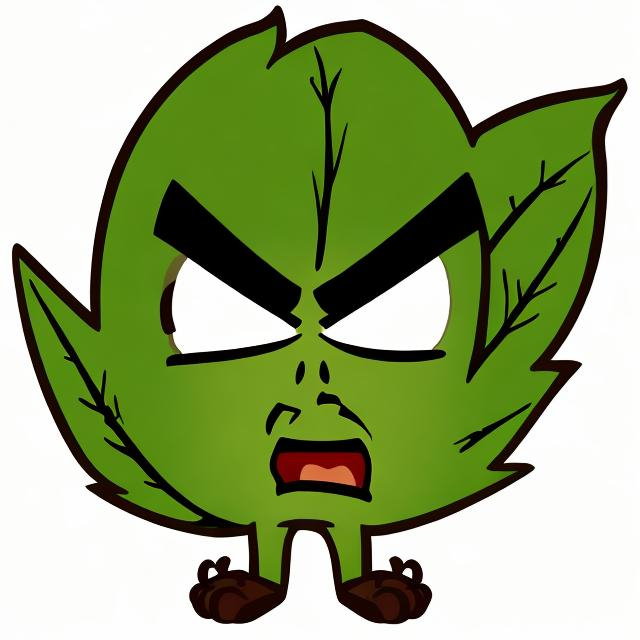 angry leaf cartoon character