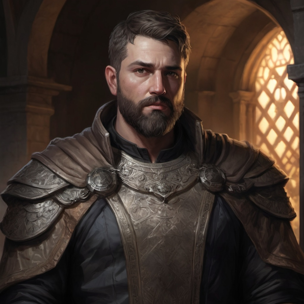 Male stocky large masculine holy-cleric with short-c...