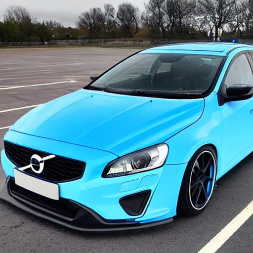 sporty modified Volvo s60 polestar in light blue wit...
