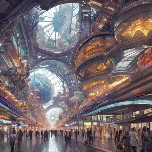 large, cavernous hall as large as a town with a fant...