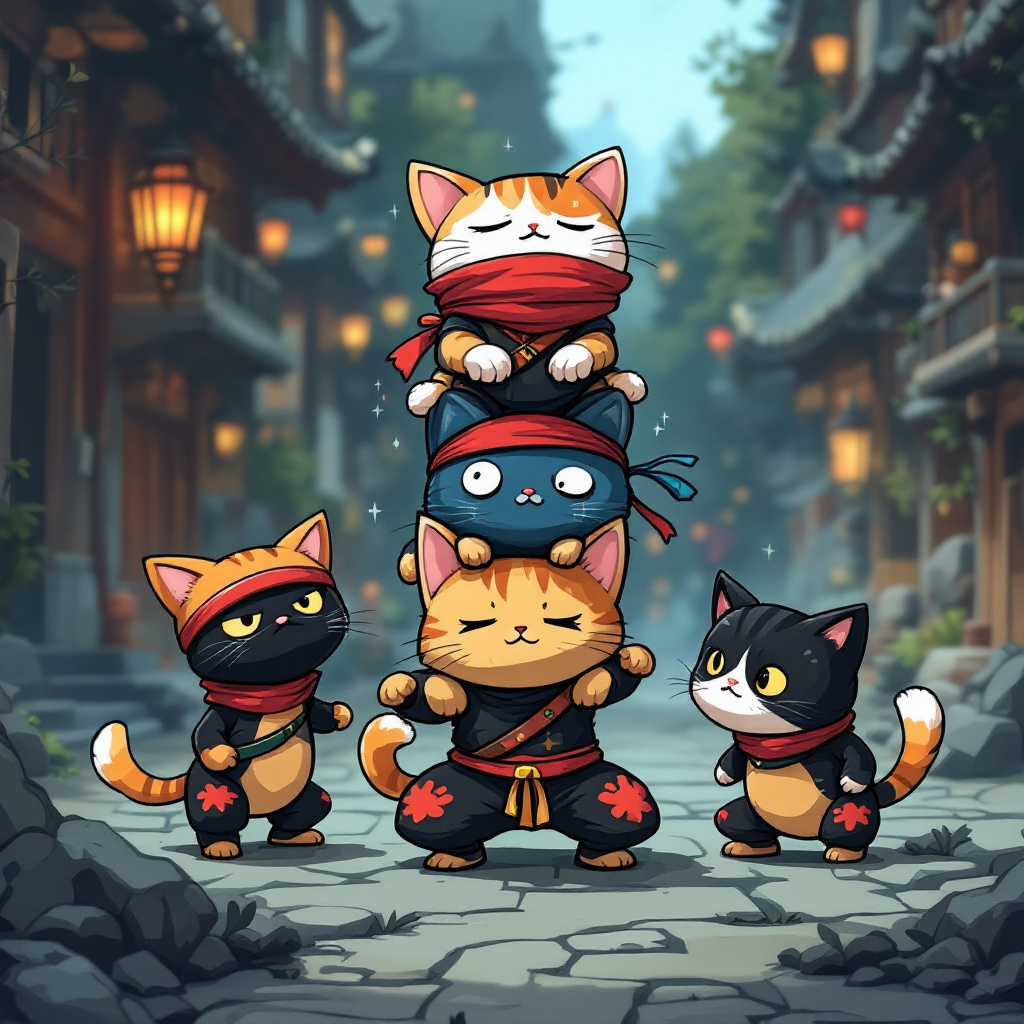 stacking ninja cats cartoon
