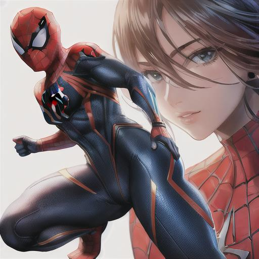 spider-man and spider-woman family, slightly futuris...