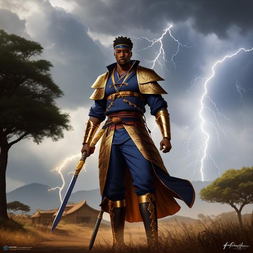 african ronin, goatee, lightning, high detail, fathe... | OpenArt