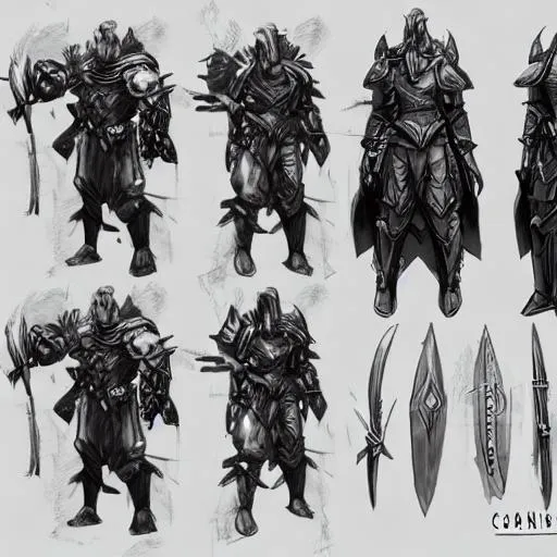 concept art character sheet, warrior in armour, tren... | OpenArt