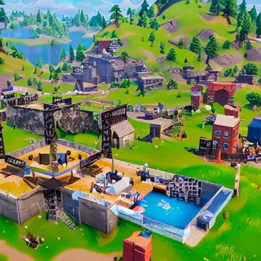 Birds-eye-view, Fortnite battle-royale, desert, map