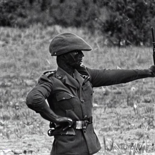 The last Rhodesian soldier salutes as he is lined up...