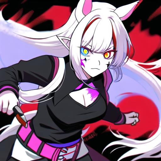 Haley as a demon (multi-color hair) (multi-color ey...