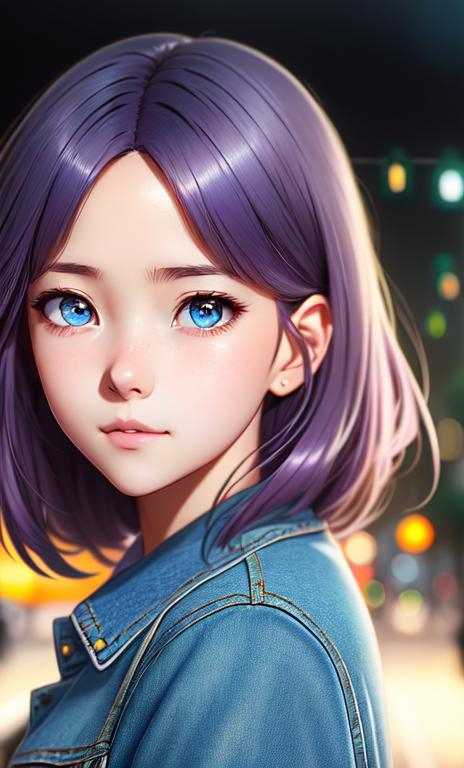 portrait of a 19 year cutest girl with jean jacket o... | OpenArt