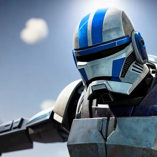 Star wars clone trooper. Dark blue armor uniform. He... | OpenArt
