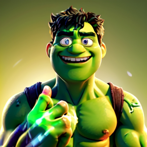 a symbol of a happy hulk with a bandaid on finger. D...