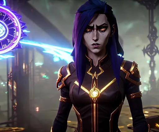 Woman with a Clock as one eye and the other eye is g... | OpenArt