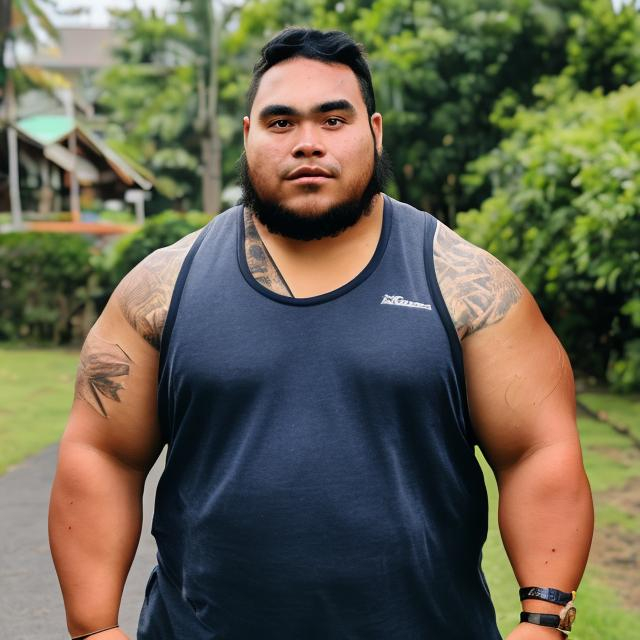 Samoan man, plus size, slightly muscular, sweet and...