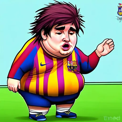 Fat and old Messi cartoon