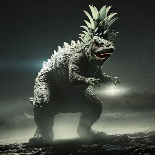 An angry stone golem throwing a boulder through a da... | OpenArt