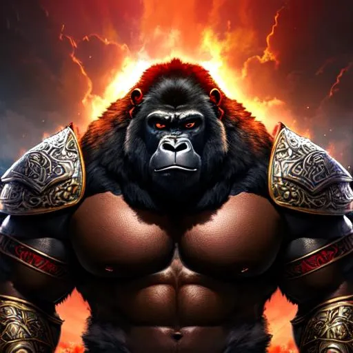 an anthropomorphic Gorilla, mythological creature, l... | OpenArt