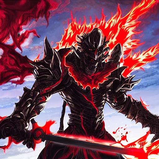 (mega detailed) (4x+anime) Dark demon god standing,... | OpenArt