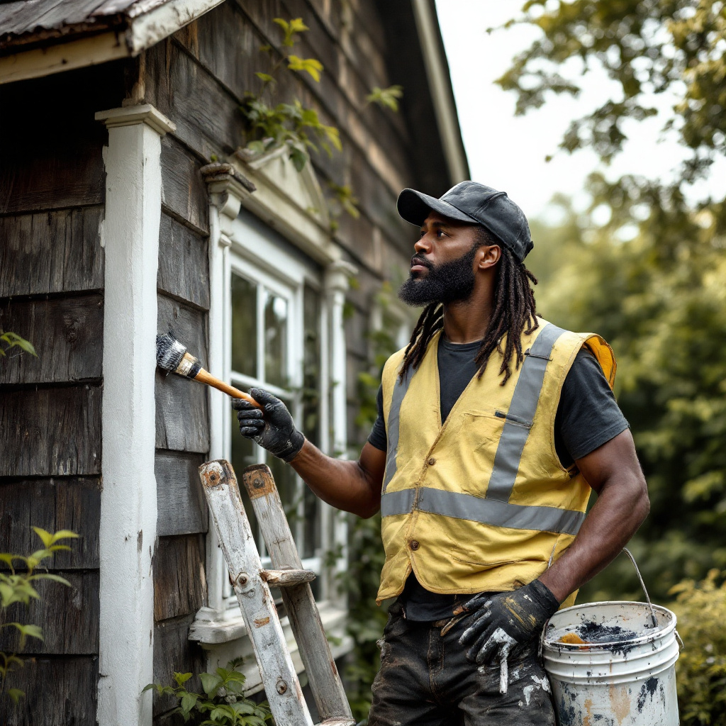 black house painter at work
