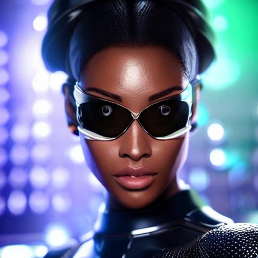 Portrait of ebony female android, perfect face,, f... | OpenArt