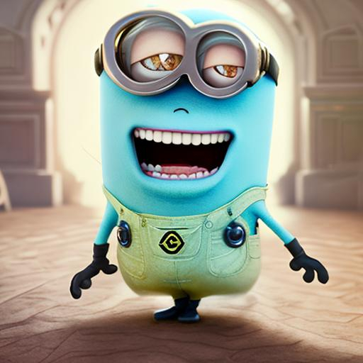 Cute and adorable minion waving and smiling greeting...