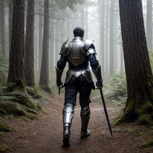 man in high tech armor carrying a large glowing swor... | OpenArt