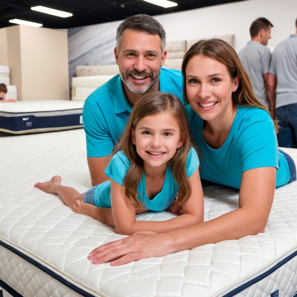 Family Try MAttress in the Mattress store