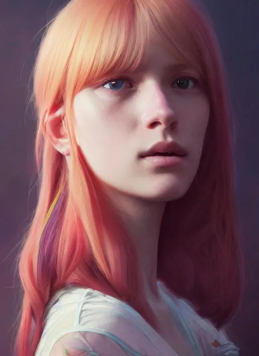 Portrait of {character} with {color} hair and with c... | OpenArt