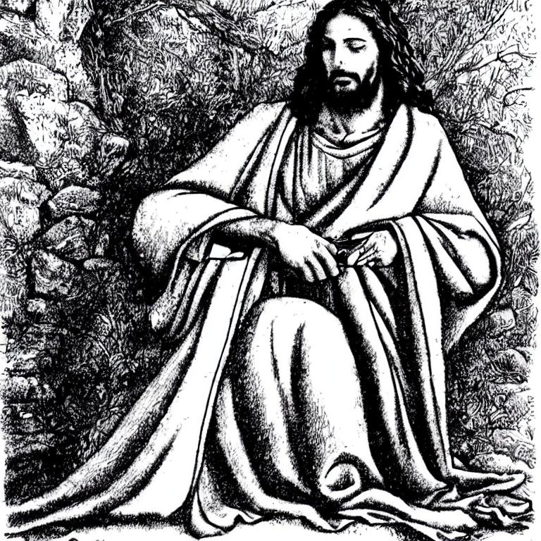 A pen and ink depiction of Jesus