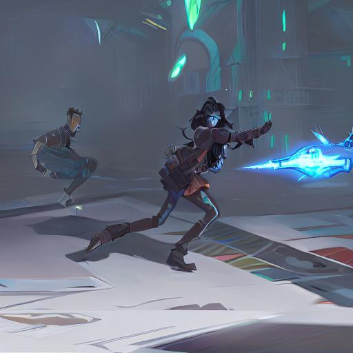 concept art of a futuristic gun battle