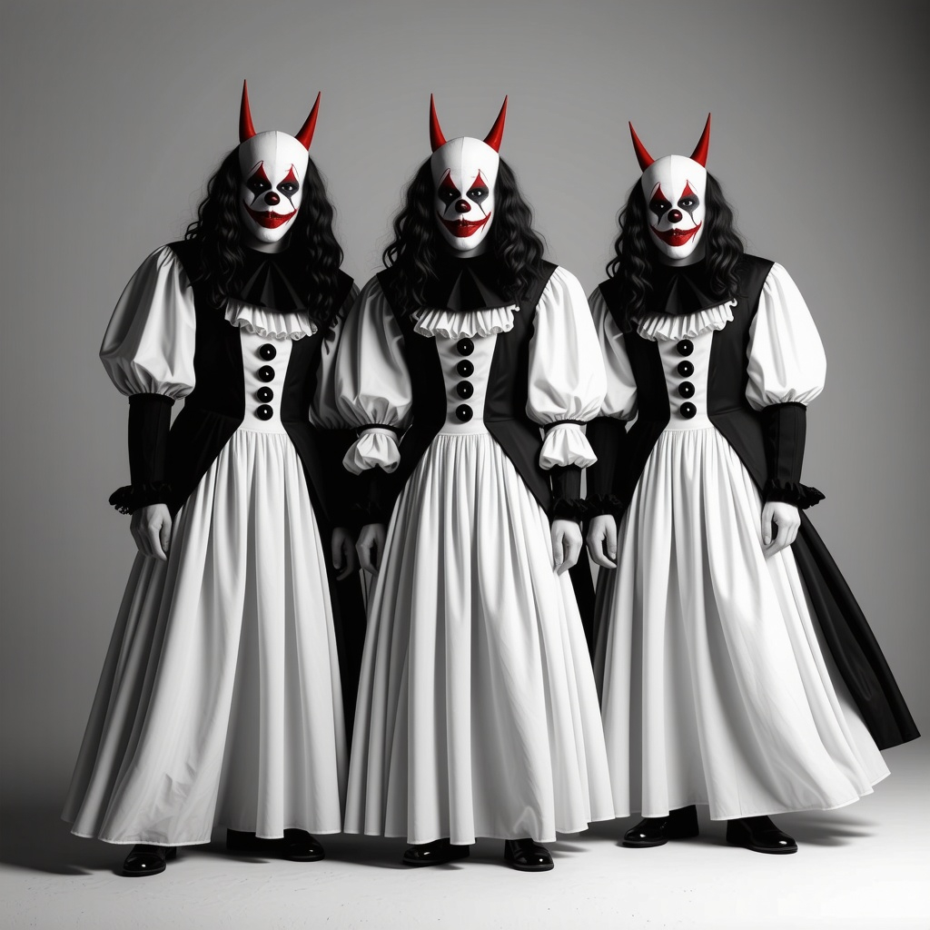 goth clowns wearing cloth gowns