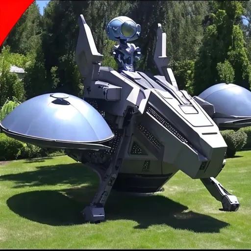 Huge Alien spacecraft landing gear in backyard 100 m...
