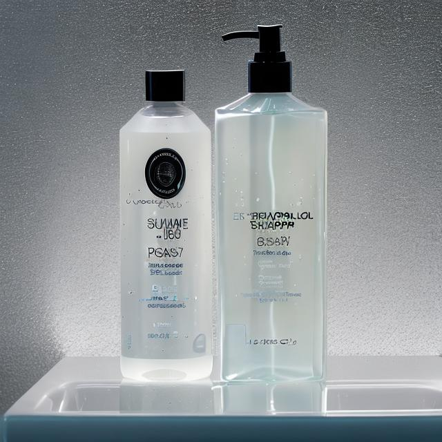 One transparent bottle of shampoo