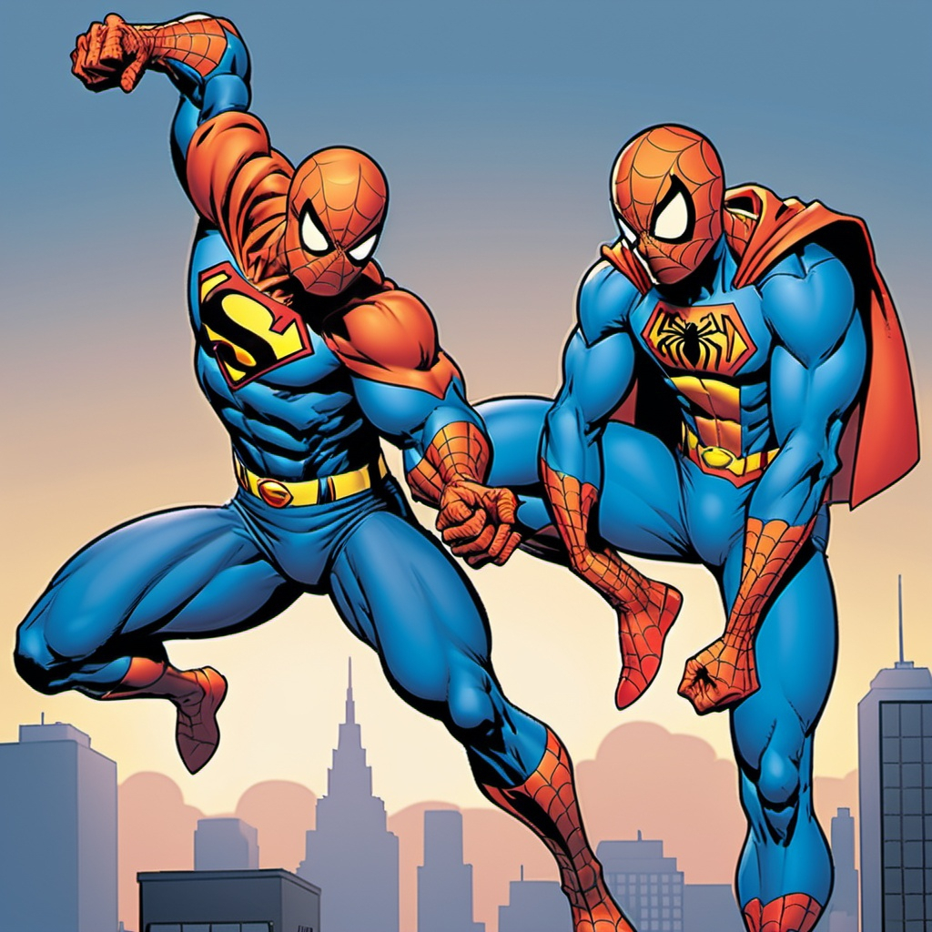 super man musle and spider man musle comics