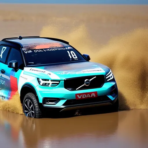 4x4 volvo xc40 2020 dakar racing, with flood in the...
