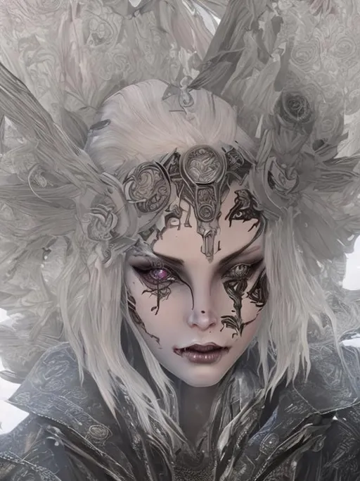 girl, beautiful face, princess, white skin, black sn...