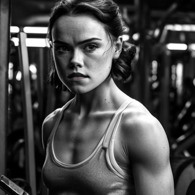 monochrome, daisy ridley, beautiful face, busty, mus... | OpenArt