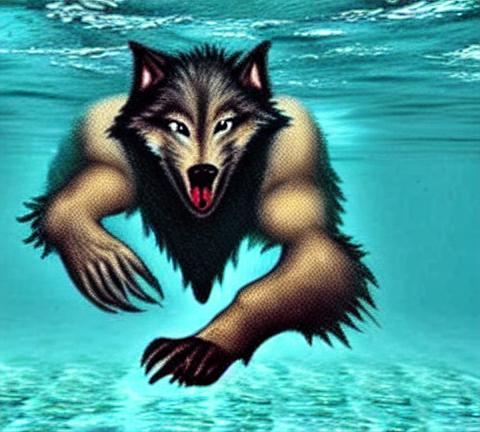 Werewolf swimming underwater | OpenArt