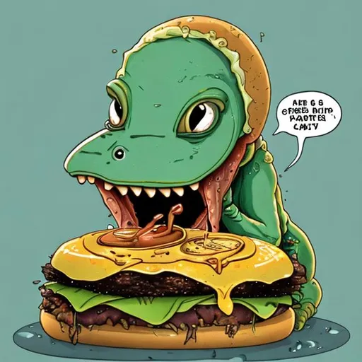 Dragon eating burger | OpenArt