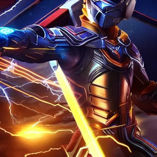 16 year old Greek god Apollo moon behind him lightn...