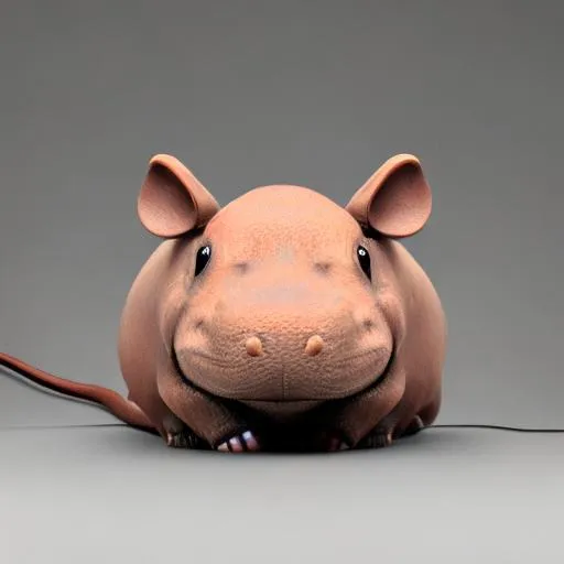 Baby hippo sitting on a desk | OpenArt