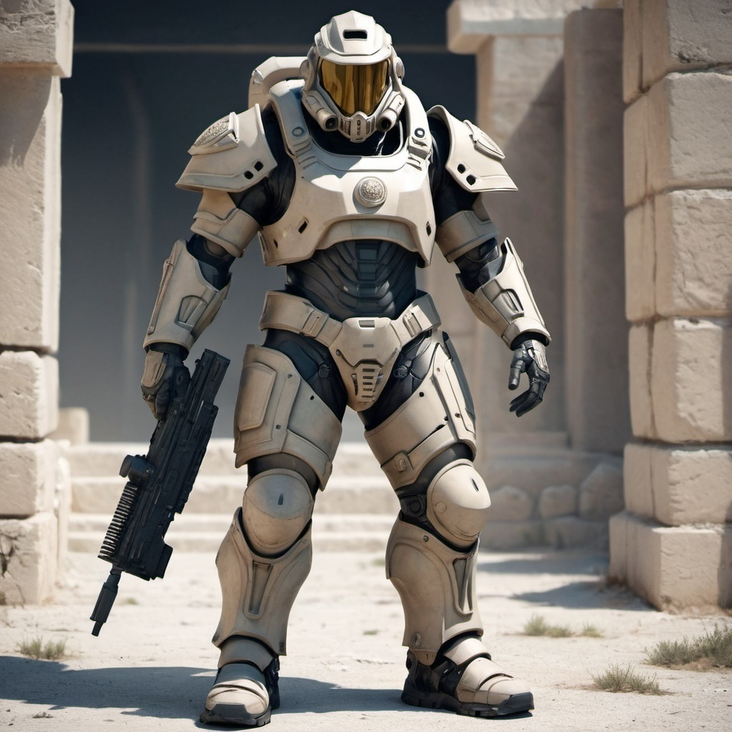 Sci-fi greek soldier in power armor