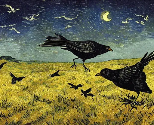 oil painting by Vincent VanGogh Blackbird singing in... | OpenArt