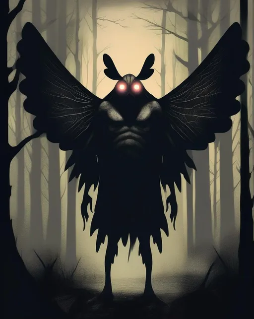Mothman is described as a bipedal, winged humanoid.... | OpenArt
