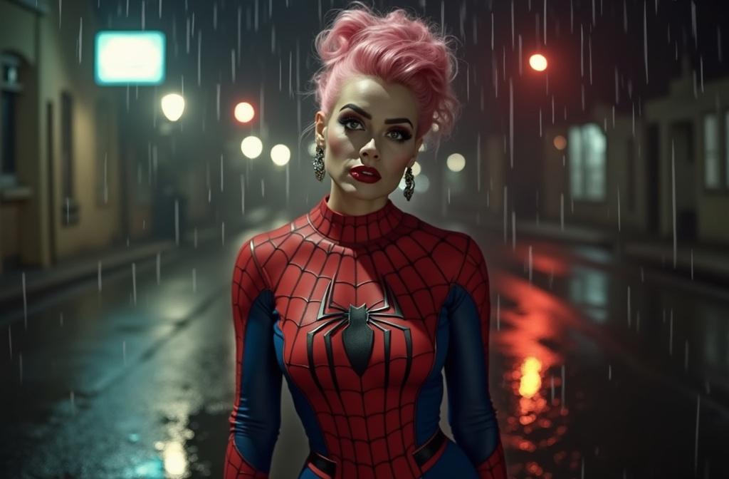 Spiderman dressed as A hyper realistic flawless 25-y...
