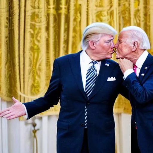 Donald Trump kissing joe biden
