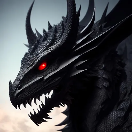 Big black Dragon, purple eyes | OpenArt