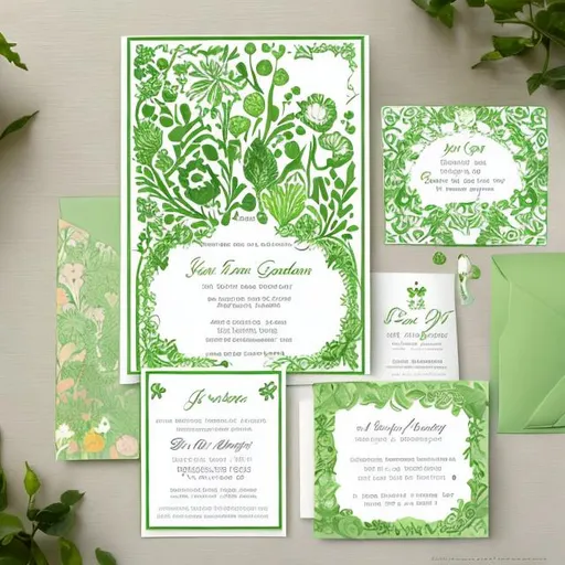 Make me a garden and green themed invitation.