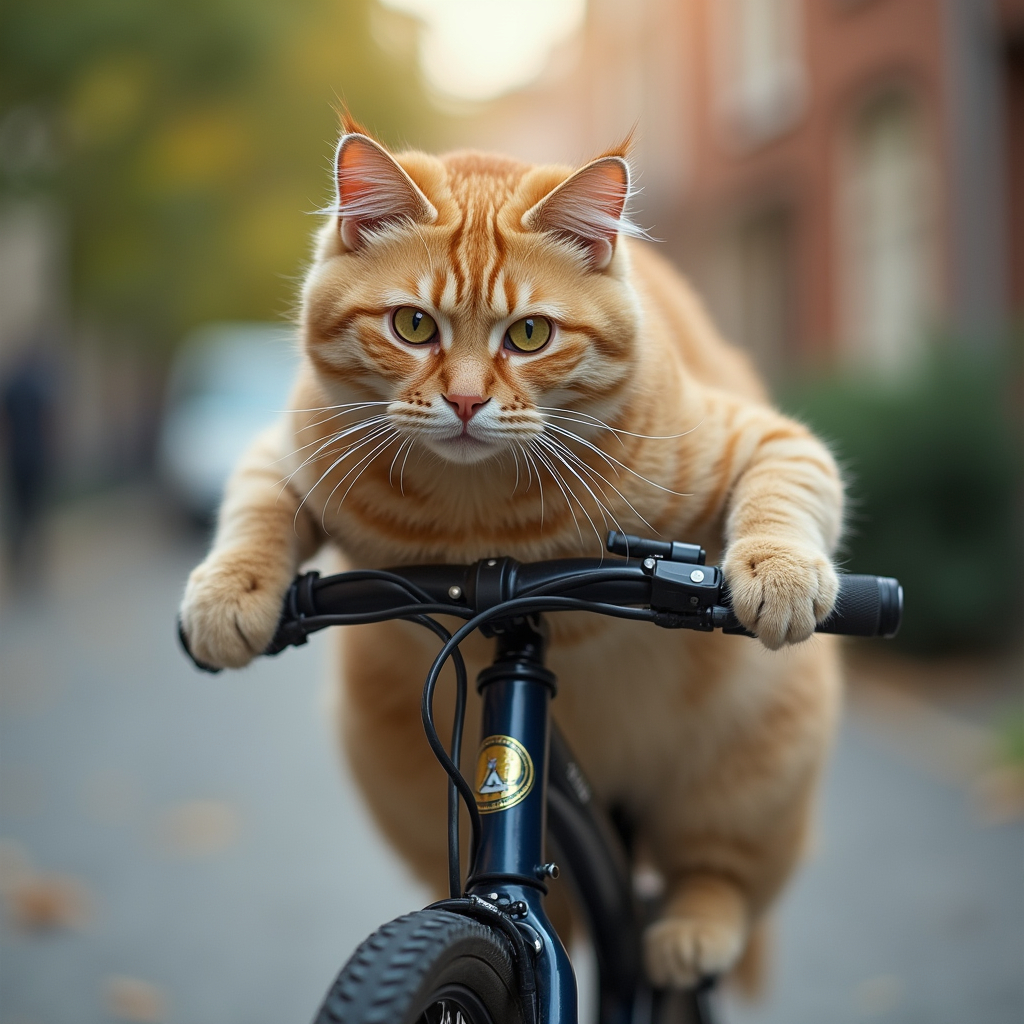 A cat on a bicycle