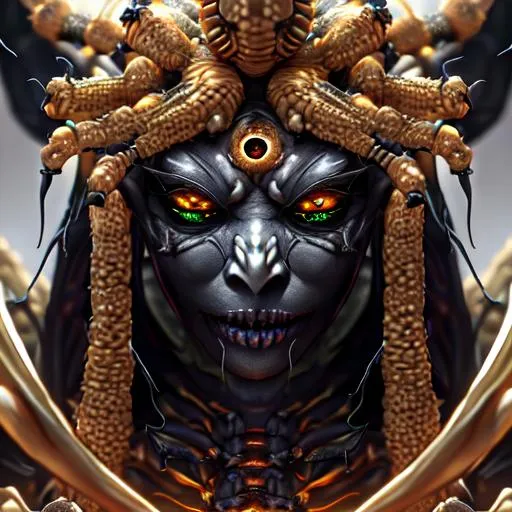 low-angle close-up portrait of a god-of-death-alien-... | OpenArt