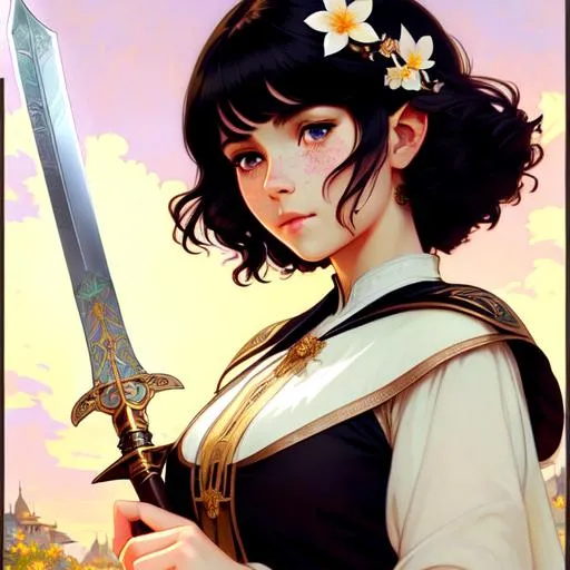 Cute girl with freckles, breton dress, intricate, de... | OpenArt