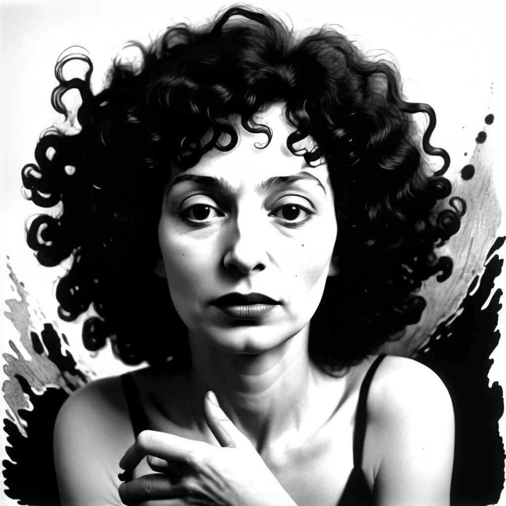 Maya Deren done in the style of Ralph Steadman